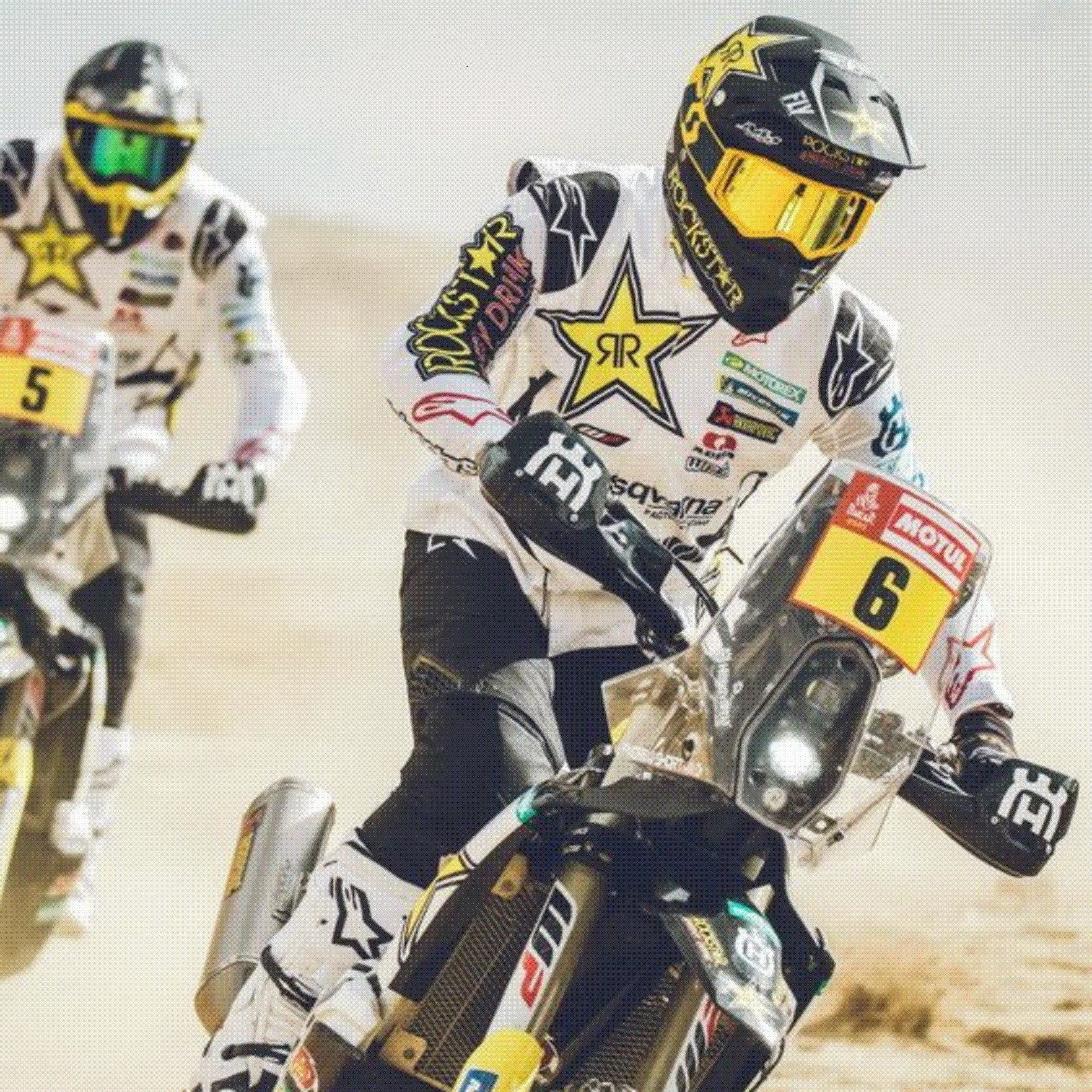 Dakar off-road rally car and motorcycle race სტიკერები - 2022 კოლექცია