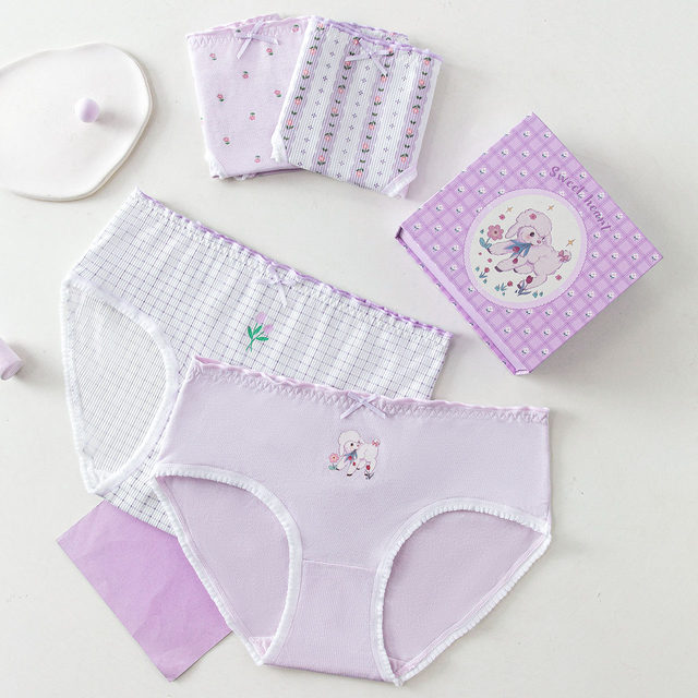 caramella summer new women's purple underwear cute briefs pure cotton ...
