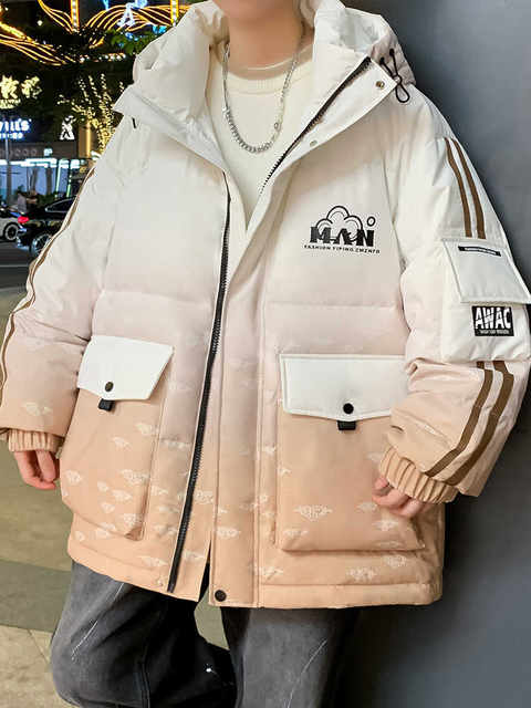 Gradient cotton jacket boy's new thickened junior high school student ...