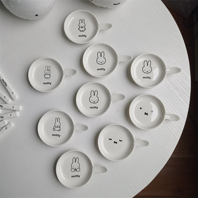 Daily order cute rice rabbit shaped ceramic sauce dish spoon household ...