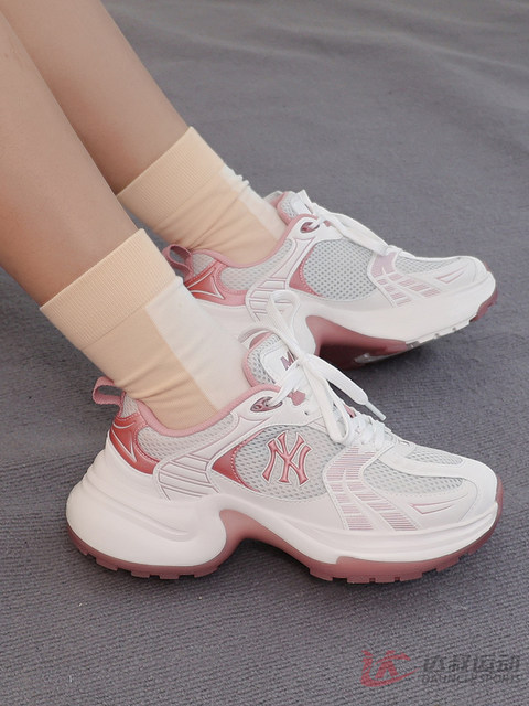 25 new MLB couple dad shoes men and women NY retro mesh thick sole ...
