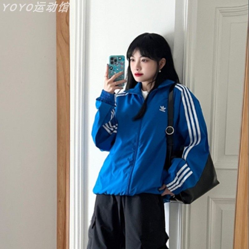 Adidas clover jacket men and women couples new retro American windproof ...