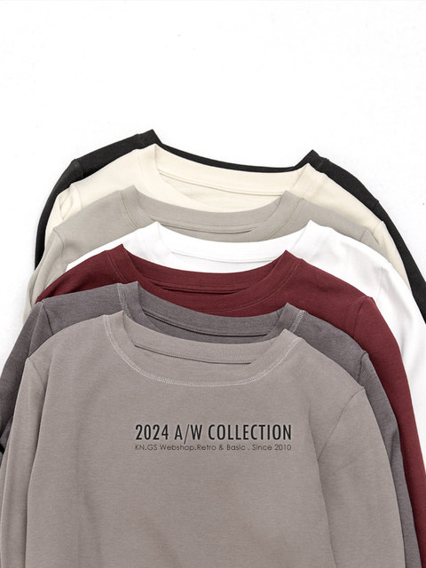 KNgs Autumn simple solid color retro versatile round neck inner long ...