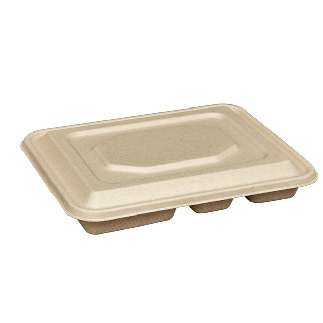 Disposable lunch box, biodegradable lunch box, four-compartment paper ...