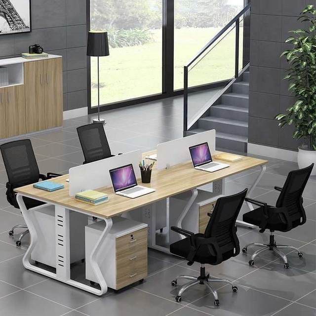 Staff desk 4/6 people simple modern screen work station staff four ...