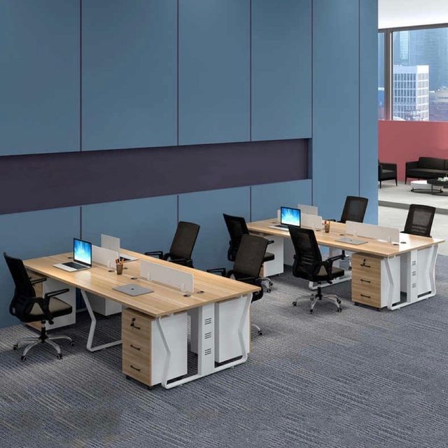 Staff desk 4/6 people simple modern screen work station staff four ...