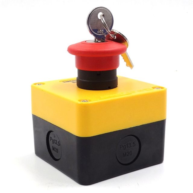 Power supply elevator emergency stop switch box with key 220V mushroom ...