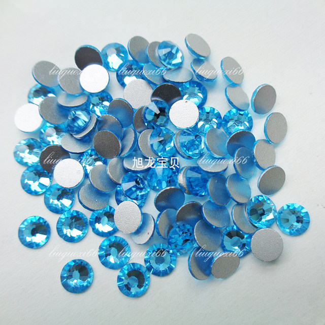 Flat bottom rhinestones lake blue DIY diamond stickers glass diamonds ...