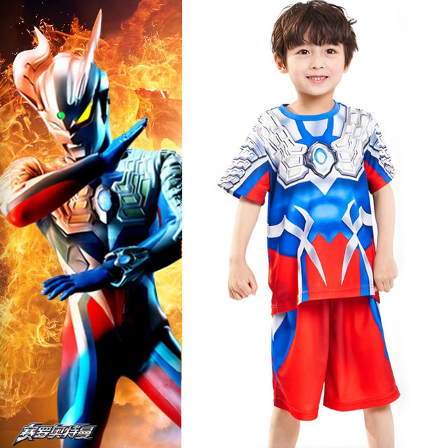 Ultraman children's clothing summer boys short-sleeved cartoon quick ...