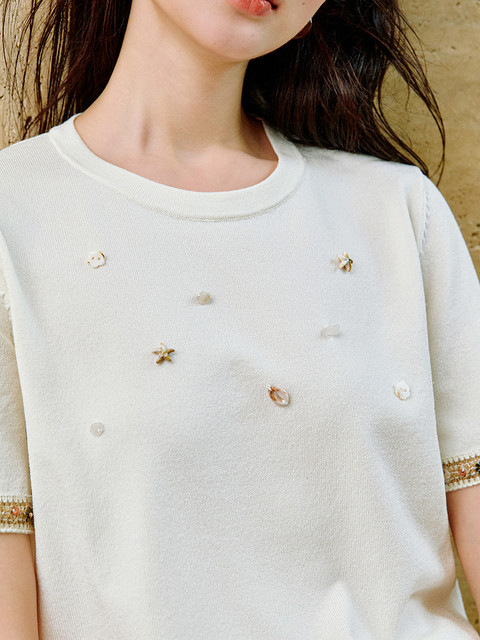 Inman design-sensing beaded shell thin sweater 2025 summer women's new ...