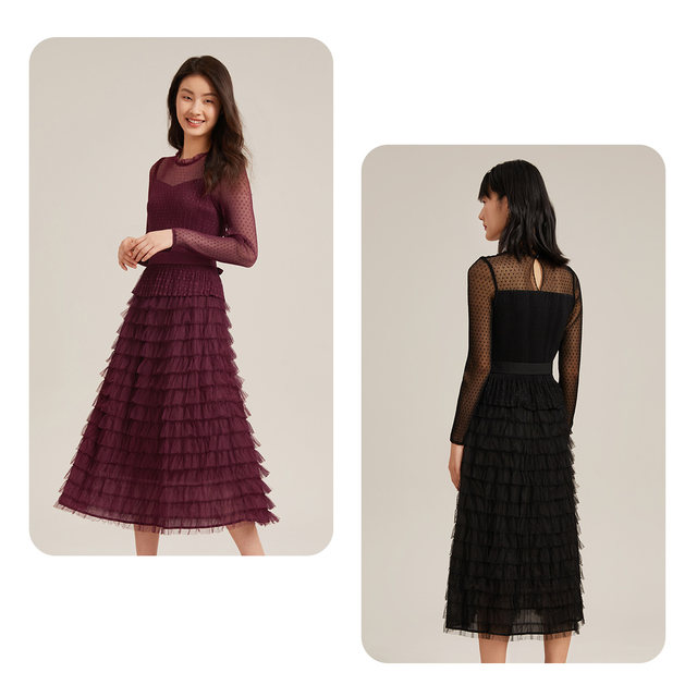 Gloria's new fall pleated cake dress, fashionable, waist-slimming skirt ...