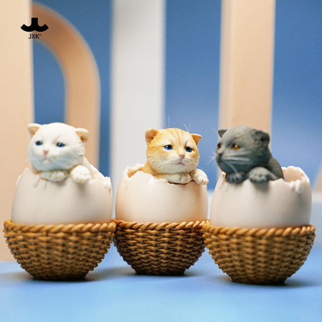 JXK Eggshell Kitten Model Cute Simulation Cat Figure Mini Animal ...