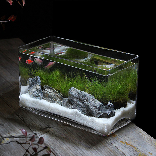 Mermaid long square glass fish tank bucket fish tank office desktop ...