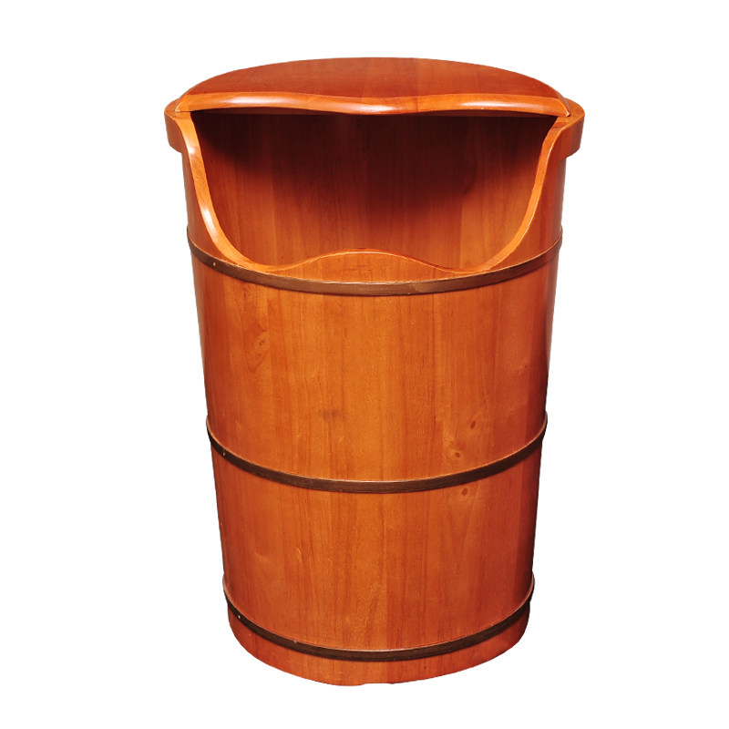 Oak Foot Bath Barrel for Home Spa - Wooden High Deep Foot Bath Basin