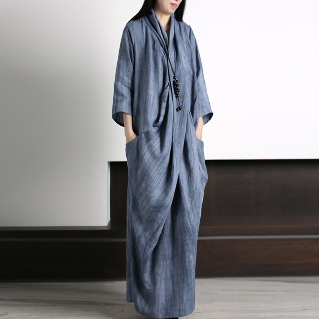 Xifeng Retro Loose Classic X -type tainen flax dress 24 spring and ...
