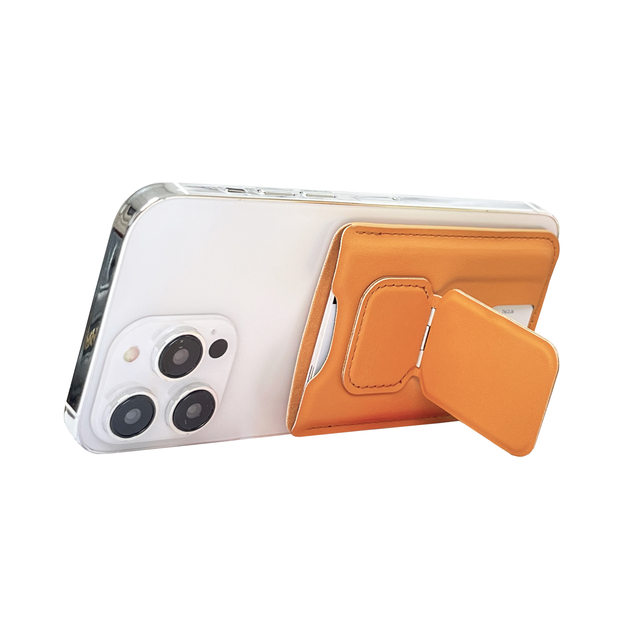 Folding magnetic mobile phone back sticker card set pu leather card ...