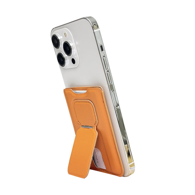 Folding magnetic mobile phone back sticker card set pu leather card ...