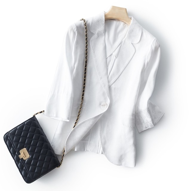 Temperament-packed summer suit, jacquard short, slim fit, one-button ...