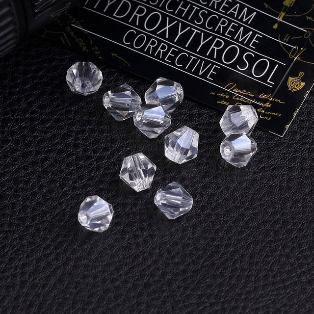 4/6/8mm white crystal beads rhombus glass pointed beads hand-beaded ...