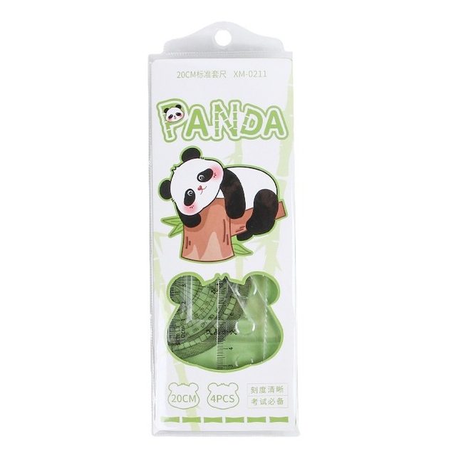 Creative panda cartoon soft ruler student drawing ruler triangle set ...