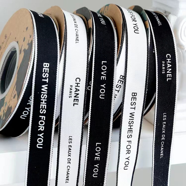 Flower Love New Bouquet Ribbon Printed English Ribbon Threaded Cotton ...