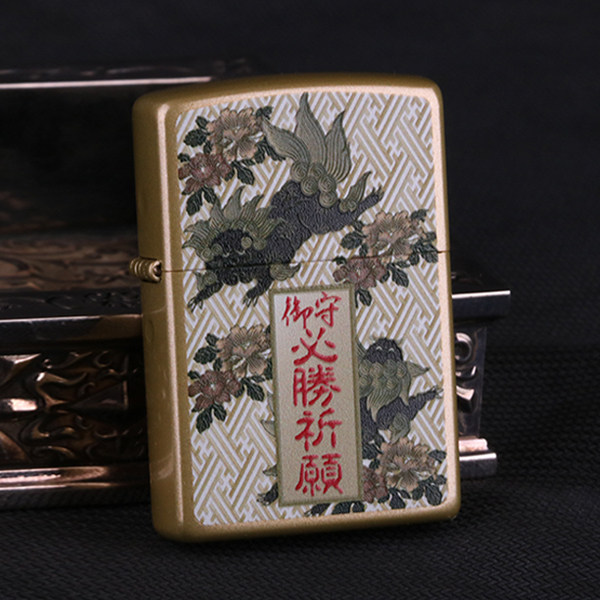 Genuine zippo kerosene lighter, classical pattern, blessing and wishing ...