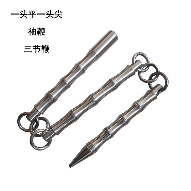 Sleeve whip solid pure stainless steel three-section whip nunchaku ...