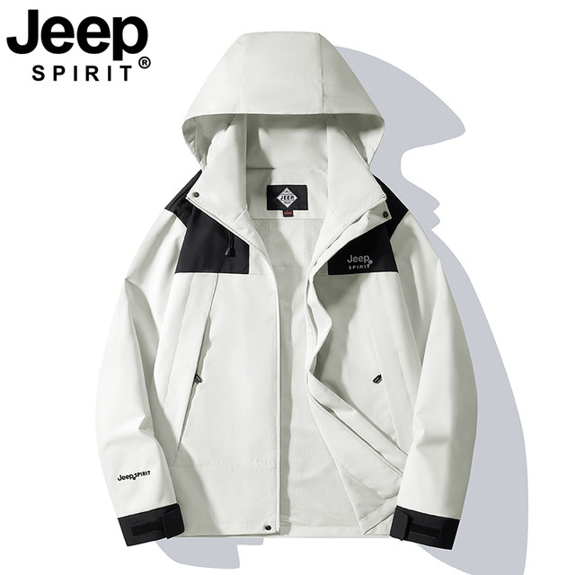 JEEP Jeep outdoor jacket men's spring and autumn removable hood ...