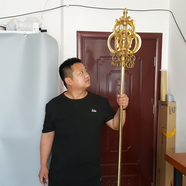 Zen Stand Pure Copper Nine -Ring Tin Wand Shaolin Fang Da Xuanzang Hand ...