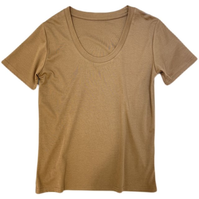 U-neck short-sleeved T-shirt women's inner top summer slimming ...