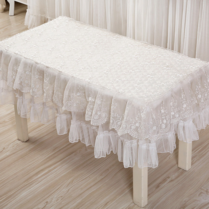 European Style Piano Stool Cover - Thickened Lace Rectangular Bench Cover