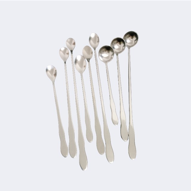 Stainless steel spoon with long handle, round head, extended coffee ...