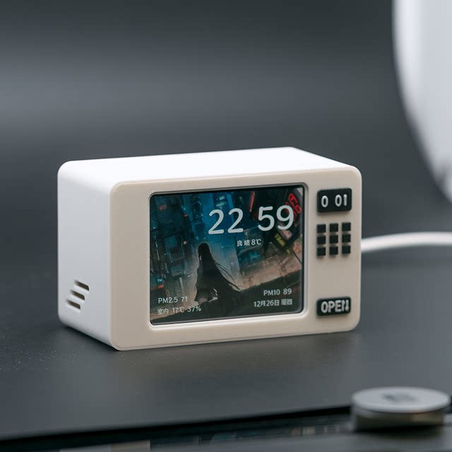 Smart desktop clock custom dial indoor temperature and humidity touch ...