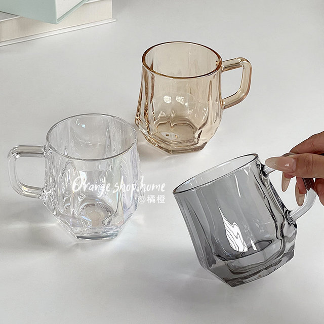 Hexagonal Glass with Handle Household Luxury Living Room Drinking Cup ...