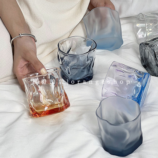 ins style glass high-end water cup whiskey cup office girl cup coffee ...