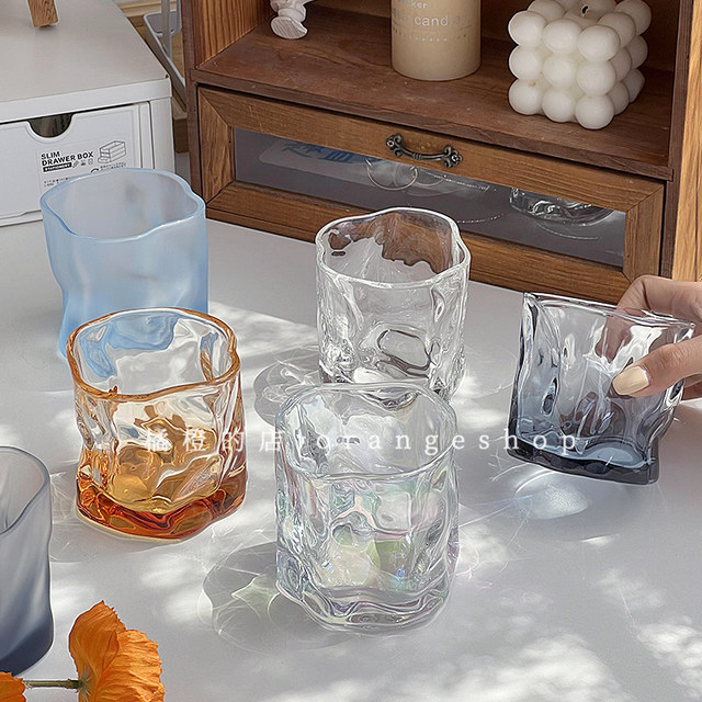 ins style glass high-end water cup whiskey cup office girl cup coffee ...