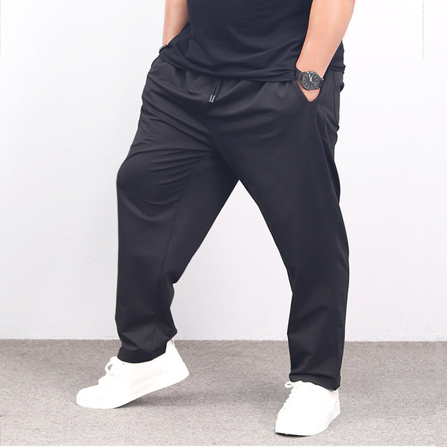 Add fat and larger men's trousers loose men's trousers straight 300 Jin ...