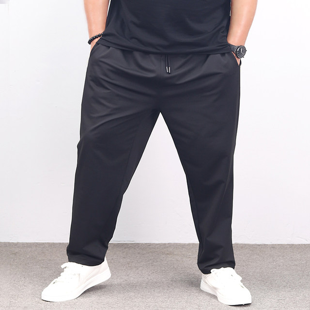 Add fat and larger men's trousers loose men's trousers straight 300 Jin ...