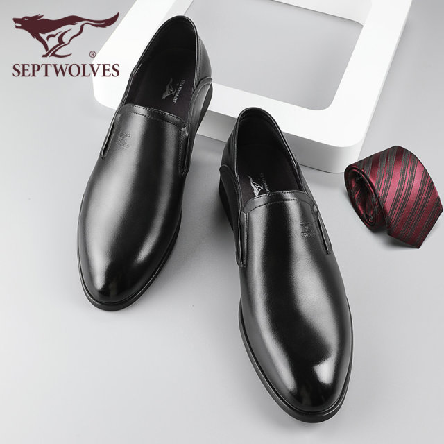 Septwolves Men's Shoes Autumn Slip-on Business Leather Shoes Middle ...