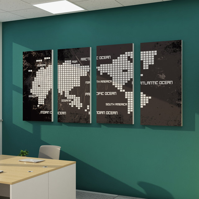 World Map wall sticker 3D three -dimensional sticker Acrylic office ...