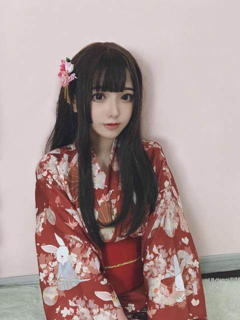 Japanese style and wind yukata original design cute cherry blossom cat ...