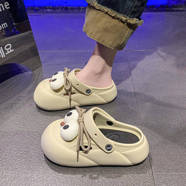 Cartoon Baotou Women's 2024 New Summer Outerwear Ugly Big Eyed Crocs ...