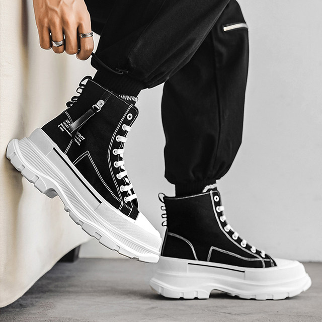 High-top canvas shoes for men's spring and autumn Korean style ...