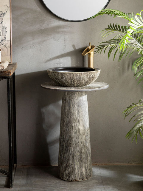 Outdoor wash basin courtyard household column basin integrated floor ...