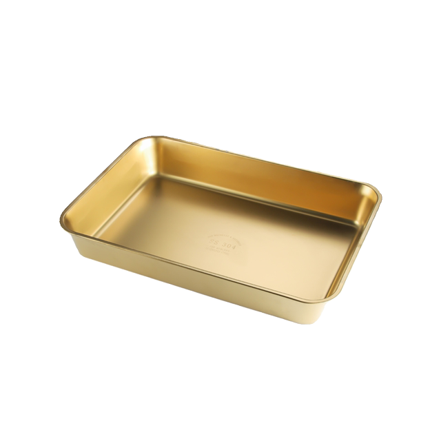 Stainless steel creative golden rectangular plate tray barbecue display ...