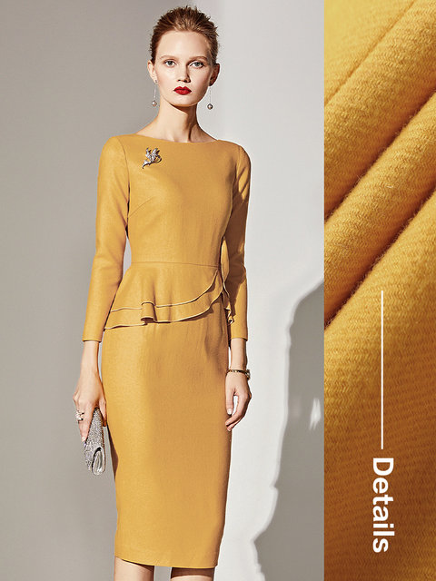 Copycris Sleeve Dianding 2024 Autumn New Slim Professional Women's Dresses Dress Packing H ...