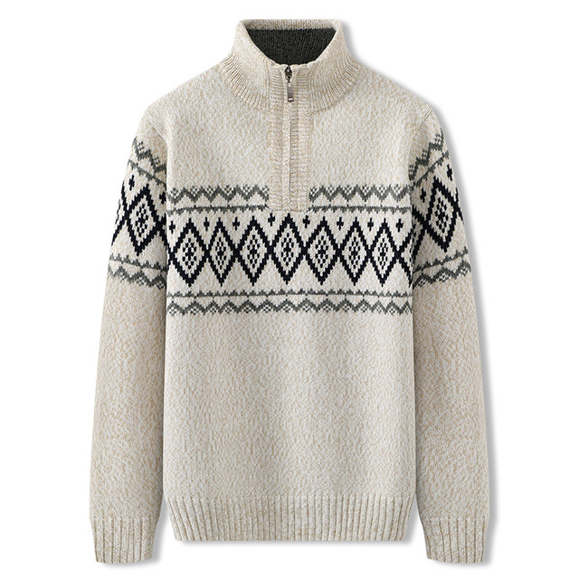 Autumn and winter youth plus size men's contrasting color knitted ...