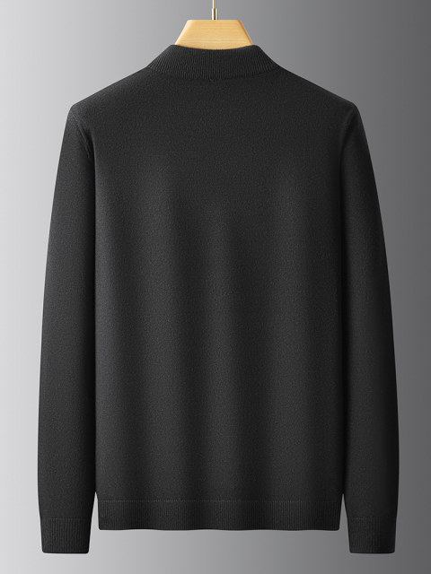 Autumn increased size men's solid color versatile bottom sweater, fat ...