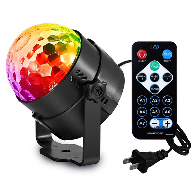 Household Bar Mini Rotating Colorful Light LED Crystal Demon Ball Sound ...