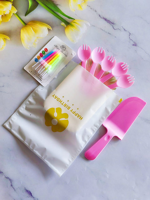 Disposable birthday cake, knife and fork set, baking cake tableware ...